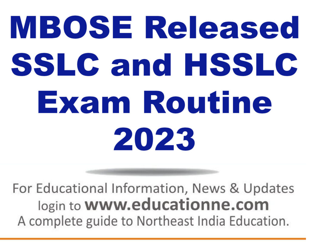 MBOSE HSSLC, SSLC, exam routine 2023. - educationne